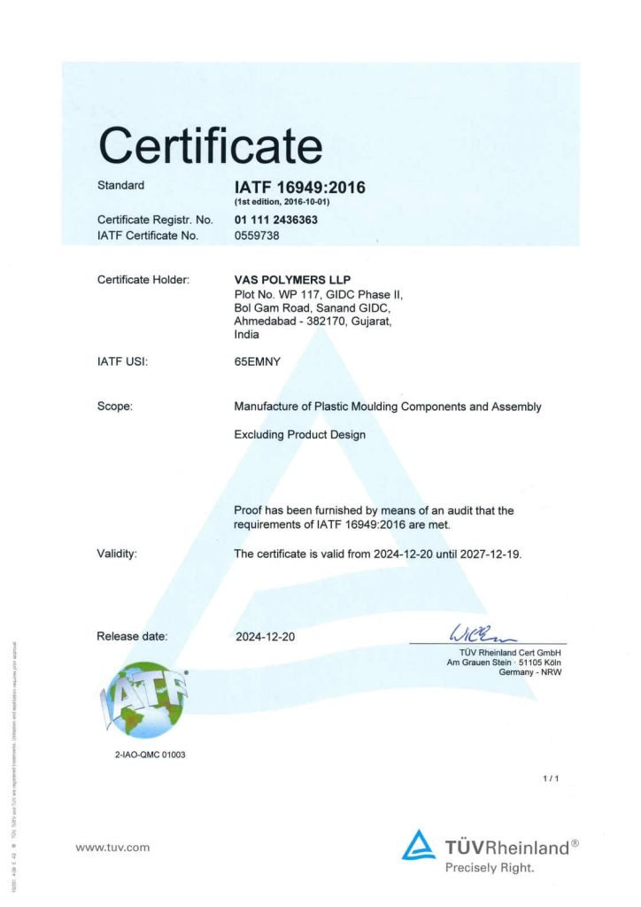 Awards & Certificates – VAS Polymers